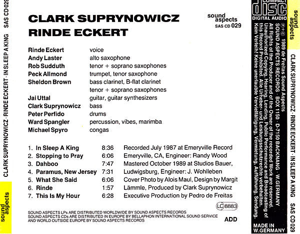 CLARK SUPRYNOWICZ - RINDE ECKERT - IN SLEEP KING - SOUNDASPECTS - 29 - – CadNor LTD