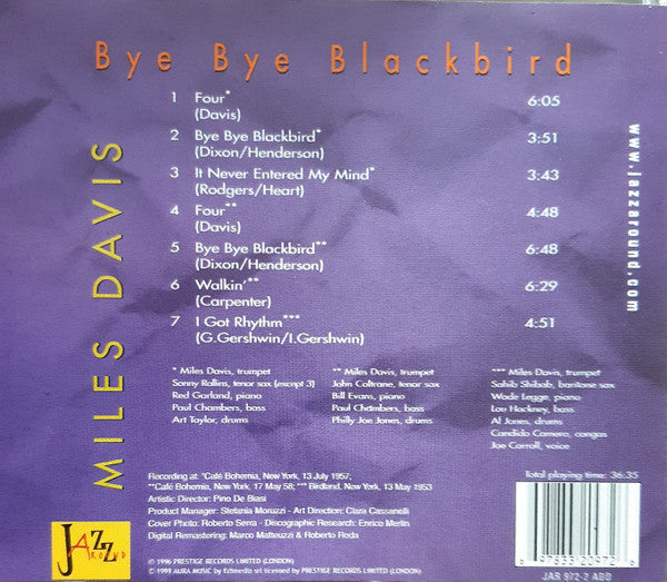 MILES DAVIS - BYE BYE BLACKBIRD - JAZZAROUND - 972 - CD – CadNor LTD