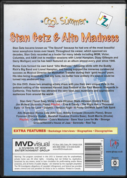 STAN GETZ & ALTO MADNESS - COOL SUMMER - MVD 854 DVD [Region 0 ...
