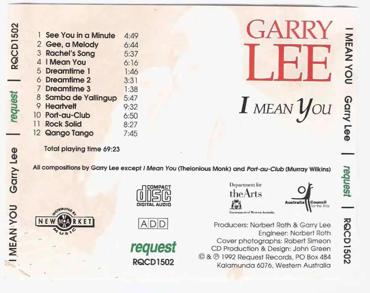GARRY LEE - I MEAN YOU - REQUEST - 1502 - CD – CadNor LTD