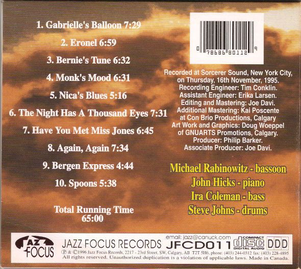 MICHAEL RABINOWITZ - GABRIELLE'S BALLOON - JAZZFOCUS - 11 - CD – CadNor LTD