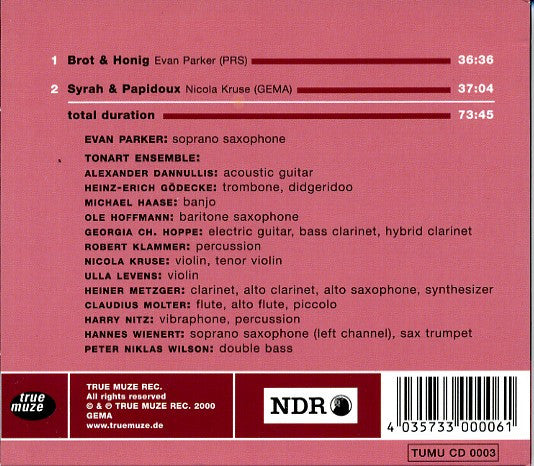 EVAN PARKER - BROT + HONIG - TRUEMUZE - 3 - CD – CadNor LTD