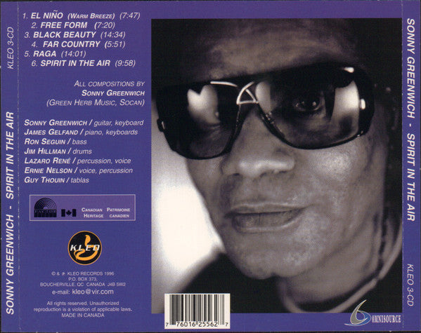 Sonny Greenwich - Spirit in the Air - Kleo 3 CD – CadNor LTD